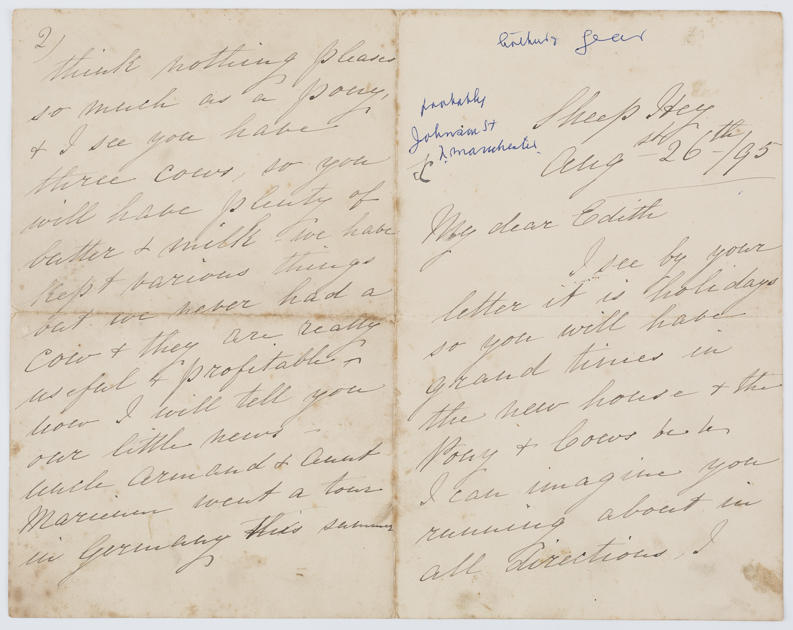 Letter to Edith Collier from her English Grandmother Lydia Collier 26 ...